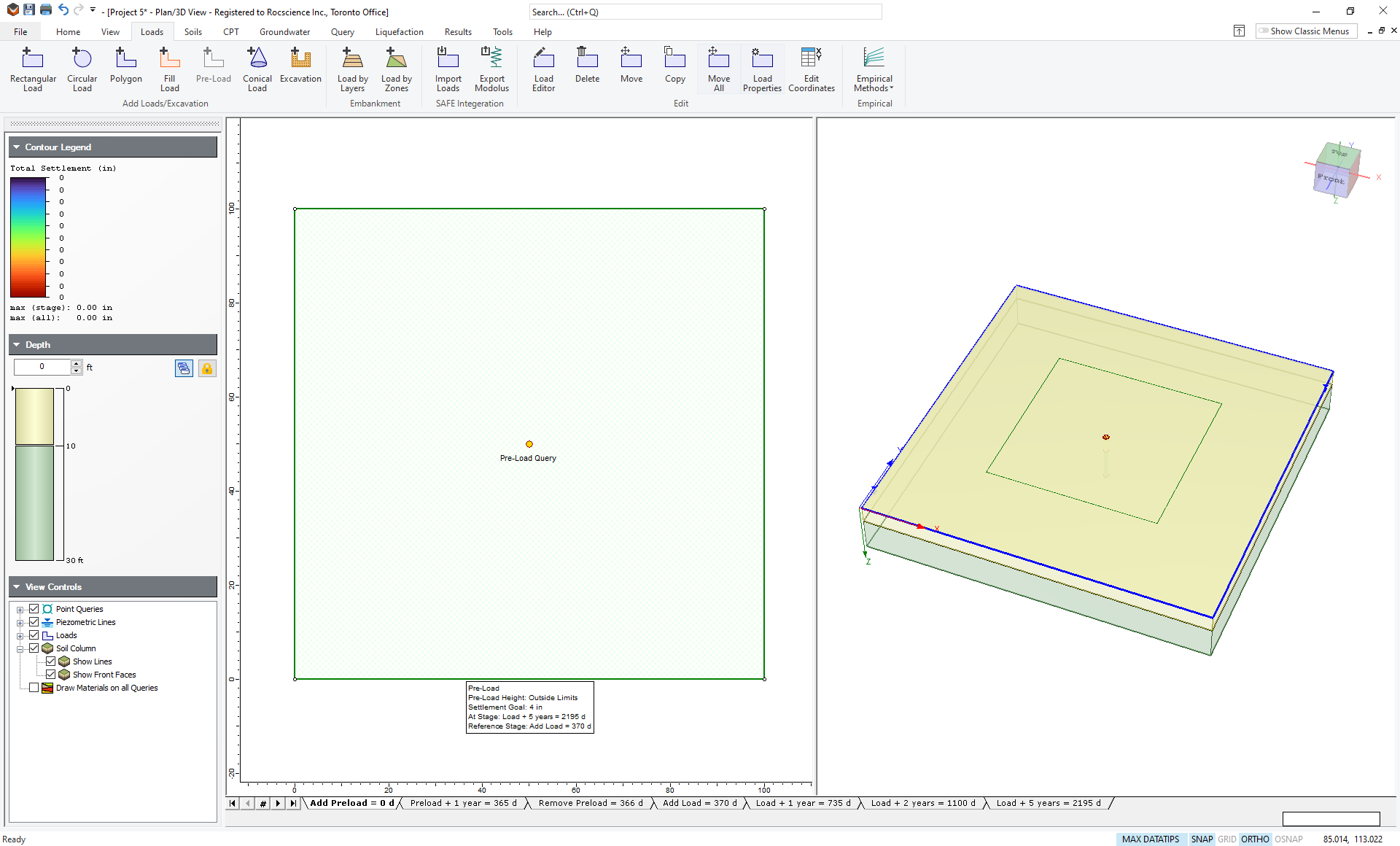 Settle3 Tutorials | 7 - Preload with Back Analysis